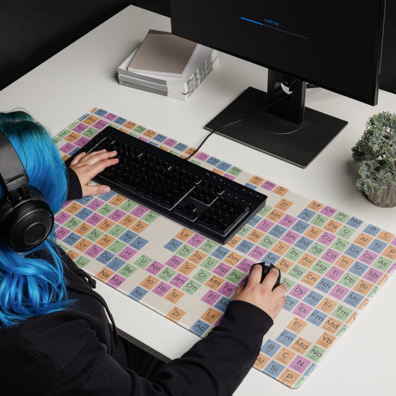 Periodic Table of Elements Gaming Mousepad, Chemist Scientist Desk Mat ...