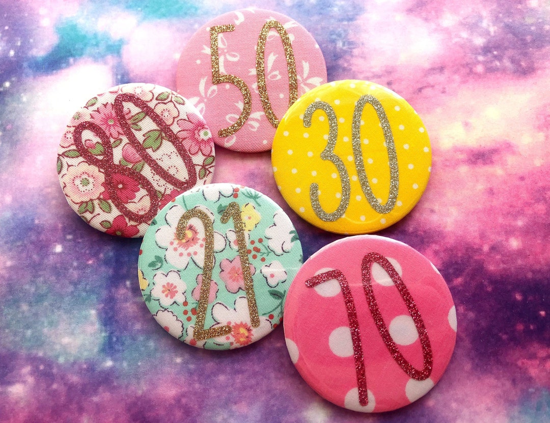 Birthday Number Badge, Age Badge, Glitter Age Badge, Birthday Pin ...
