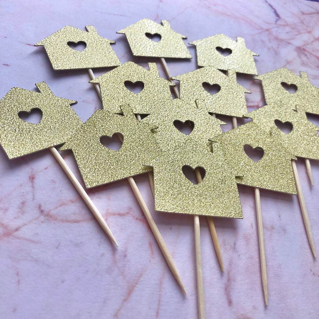 New Home Cupcake Toppers, Glitter Home Cake Toppers, Housewarming ...