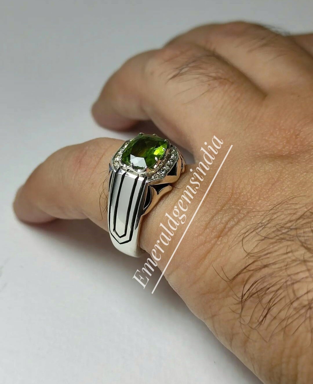 Natural Peridot Men's Ring/ 925 Sterling Silver Ring/ - Etsy