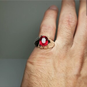 Natural Ruby Silver Men's Ring/ 925 Sterling Silver Ring/ July Birthstone/ Gemstone Ring ...