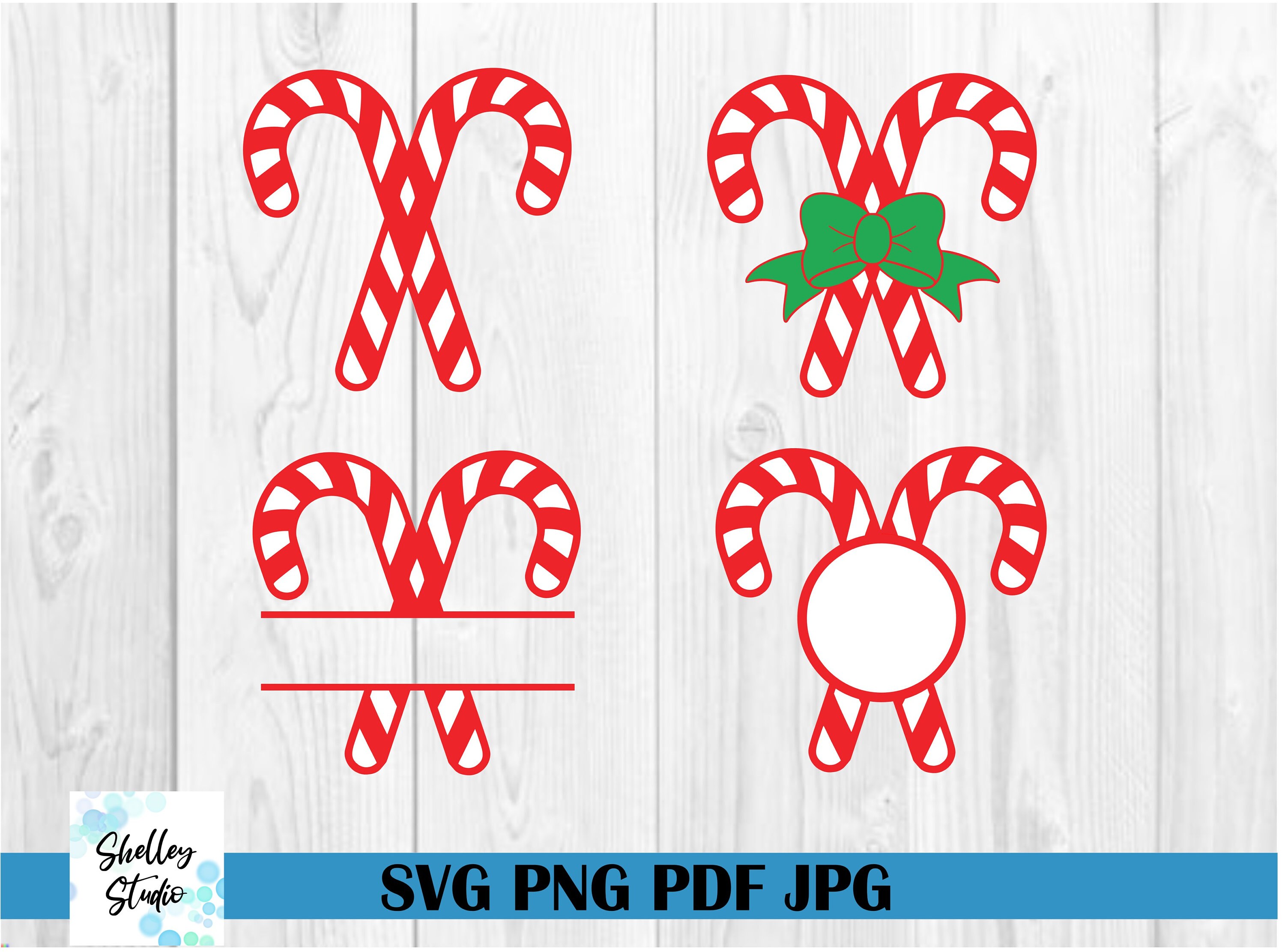 Candy Cane Svg Bundle, Candy Cane Monogram, Peppermint Candy Svg ...