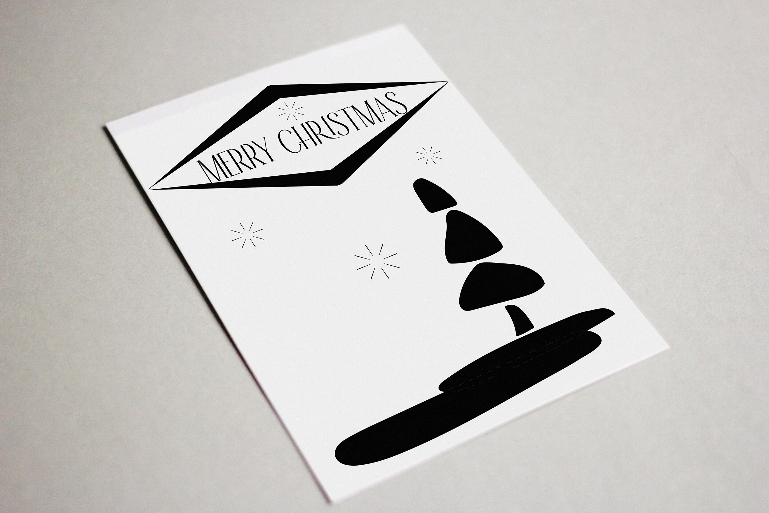Printable card for christmas black and white postcard holiday | Etsy