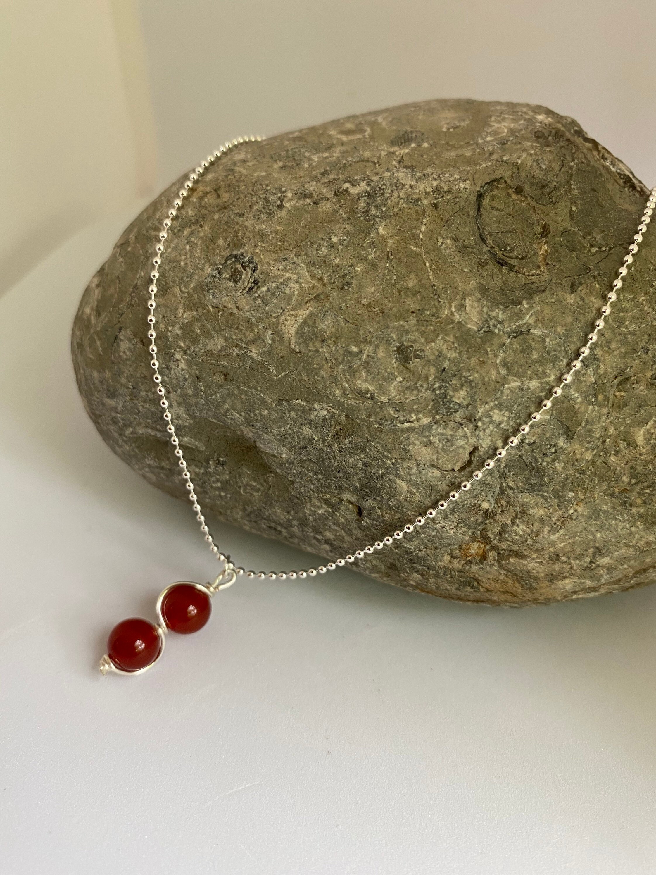 Red Pendant Necklace Red Gemstone Necklace Red Carnelian - Etsy UK
