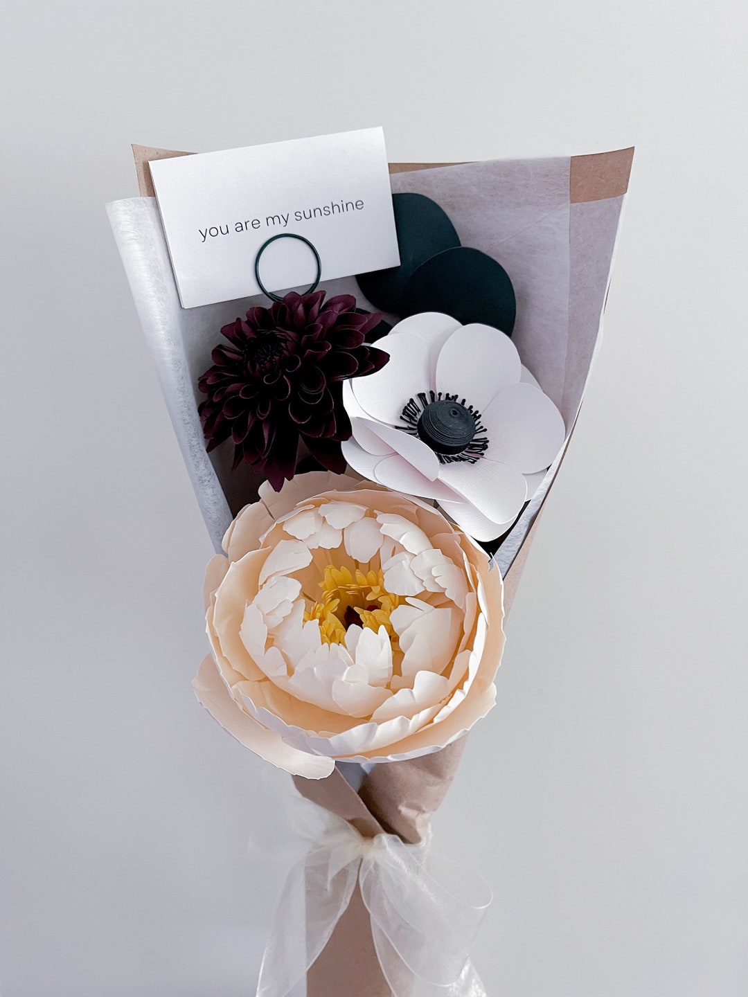 Paper Flower Bouquet - Paper Anniversary - Paper Gifts - Stemmed Paper ...