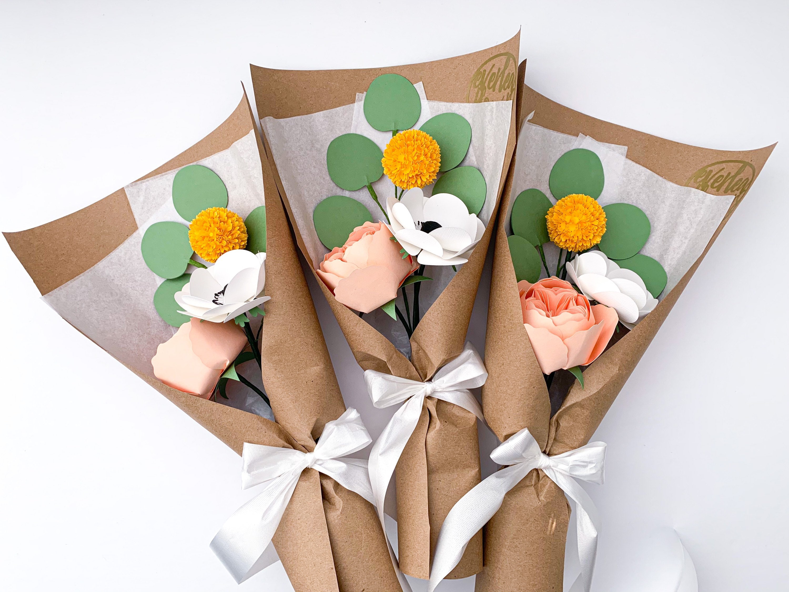 Paper Flower Bouquet - Paper Anniversary - Paper Gifts - Stemmed Paper ...