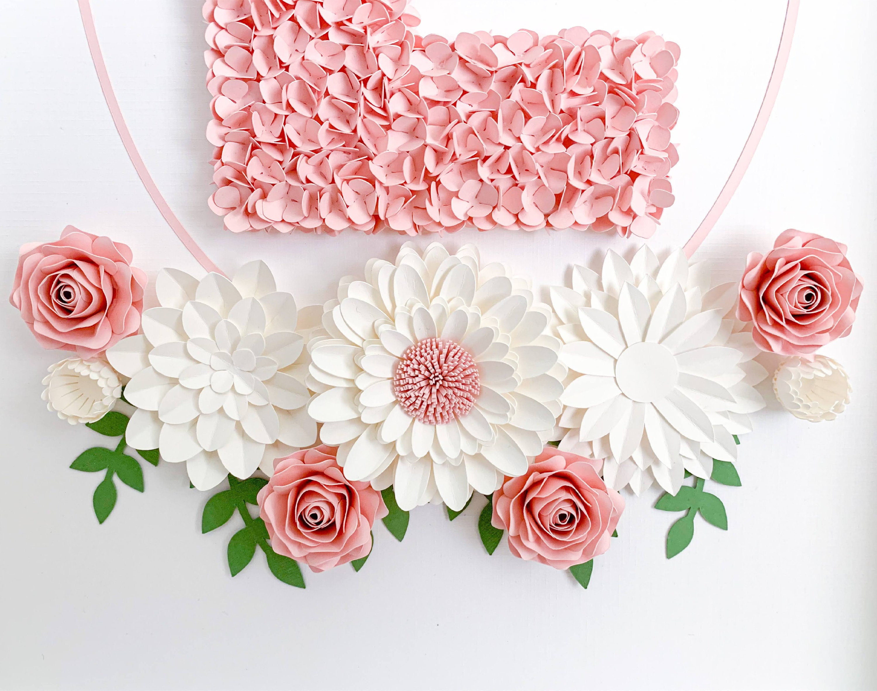 Custom Floral Letter Frame - Paper Flower Shadow Box Frame - Nursery ...