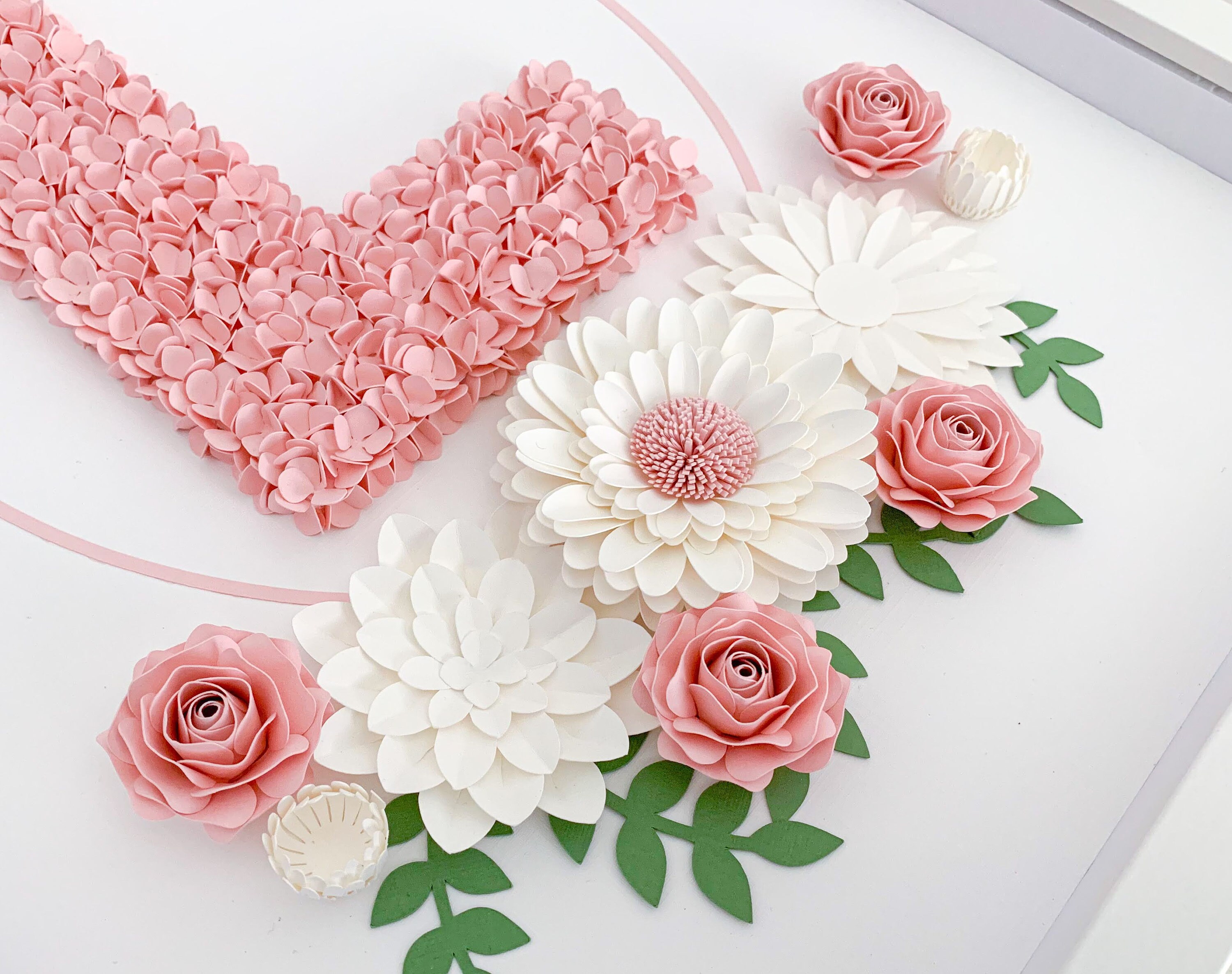 Custom Floral Letter Frame - Paper Flower Shadow Box Frame - Nursery ...