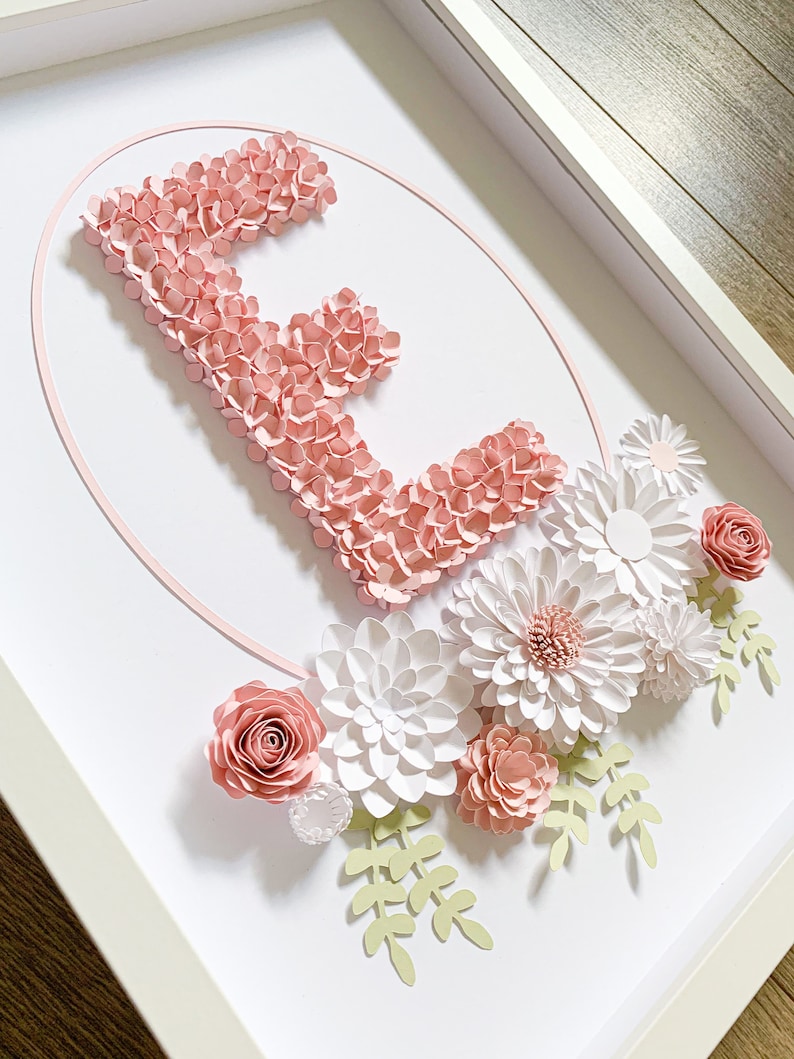 Custom Floral Letter Frame Paper Flower Shadow Box Frame | Etsy