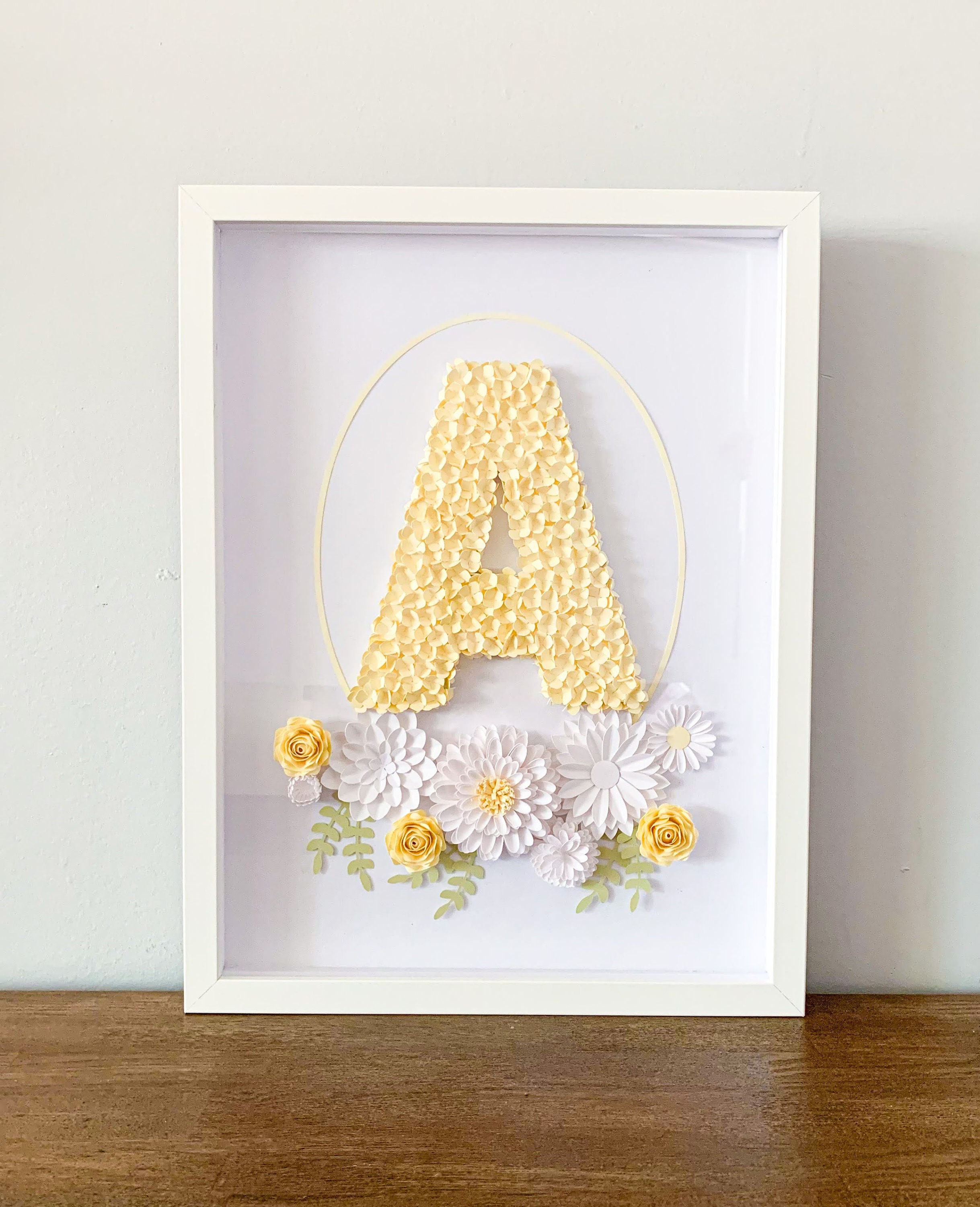 Custom Floral Letter Frame Paper Flower Shadow Box Frame | Etsy