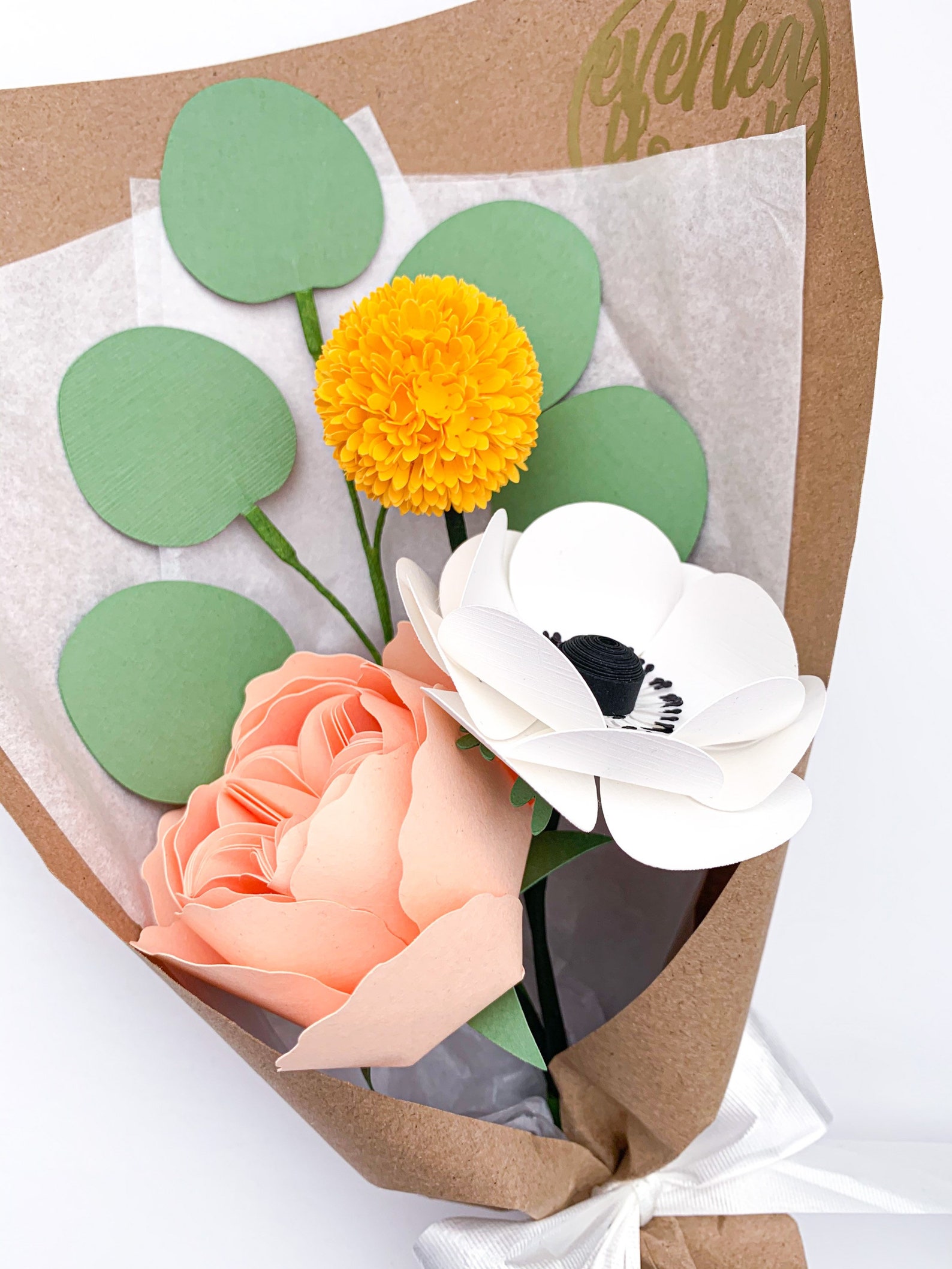 Paper Flower Bouquet - Paper Anniversary - Paper Gifts - Stemmed Paper ...
