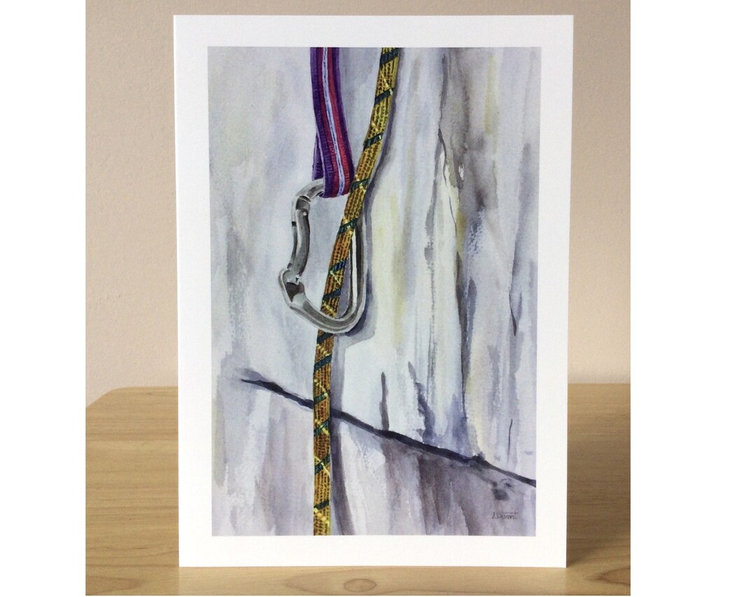 Rock Climbing Greetings Card Rope and Carabiner - Etsy