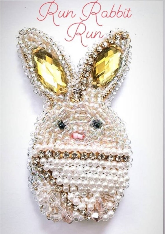 Rabbit Bunny Diamanté Pearl Brooch | Etsy