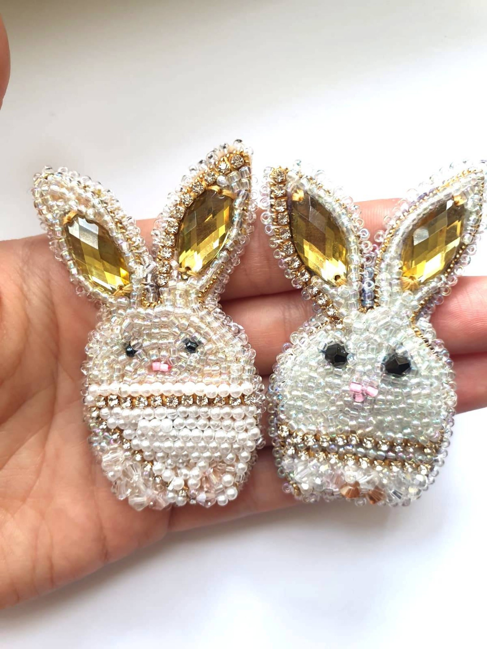 Rabbit Bunny Diamanté Pearl Brooch - Etsy