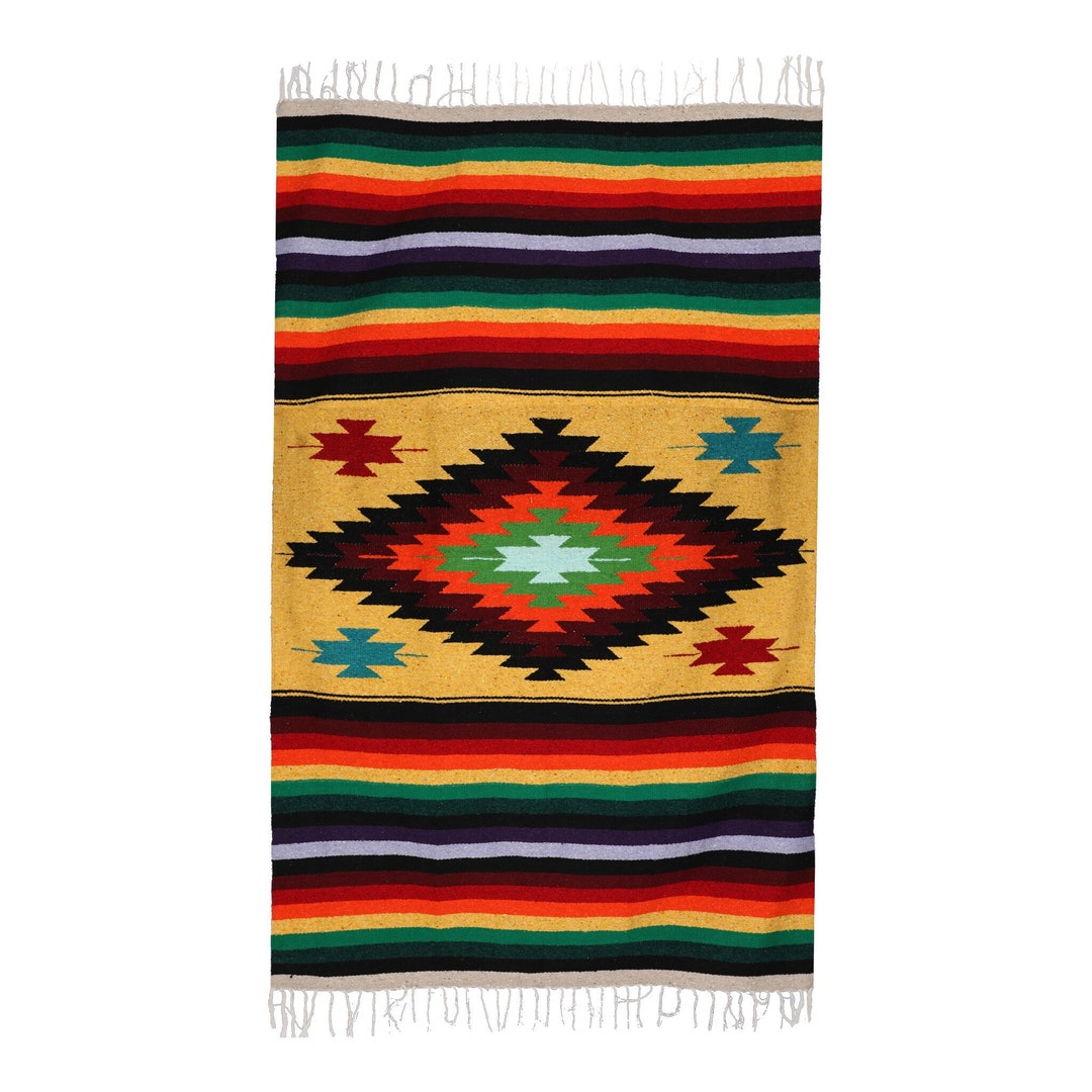 Genuine Mexican Serape tropical Colors Rustic Sarape Blanket Saddle ...