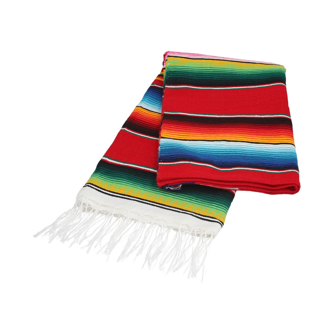 Red Striped Mexican Serape | Authentic Mexican Blanket | Picnic Rug ...