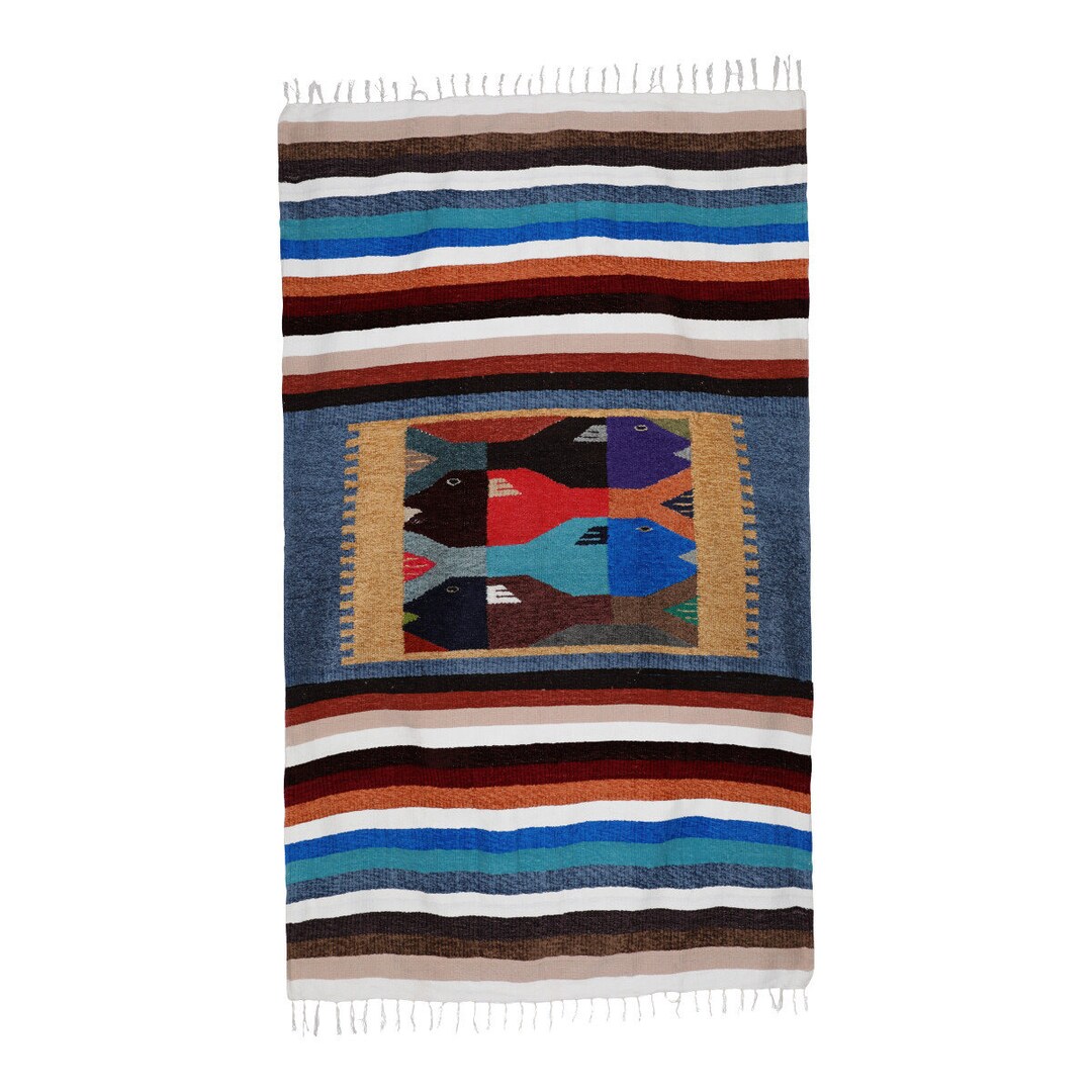 Unique Fish Motif Sarape: Vibrant Colors, Handcrafted Beauty, One-of-a ...