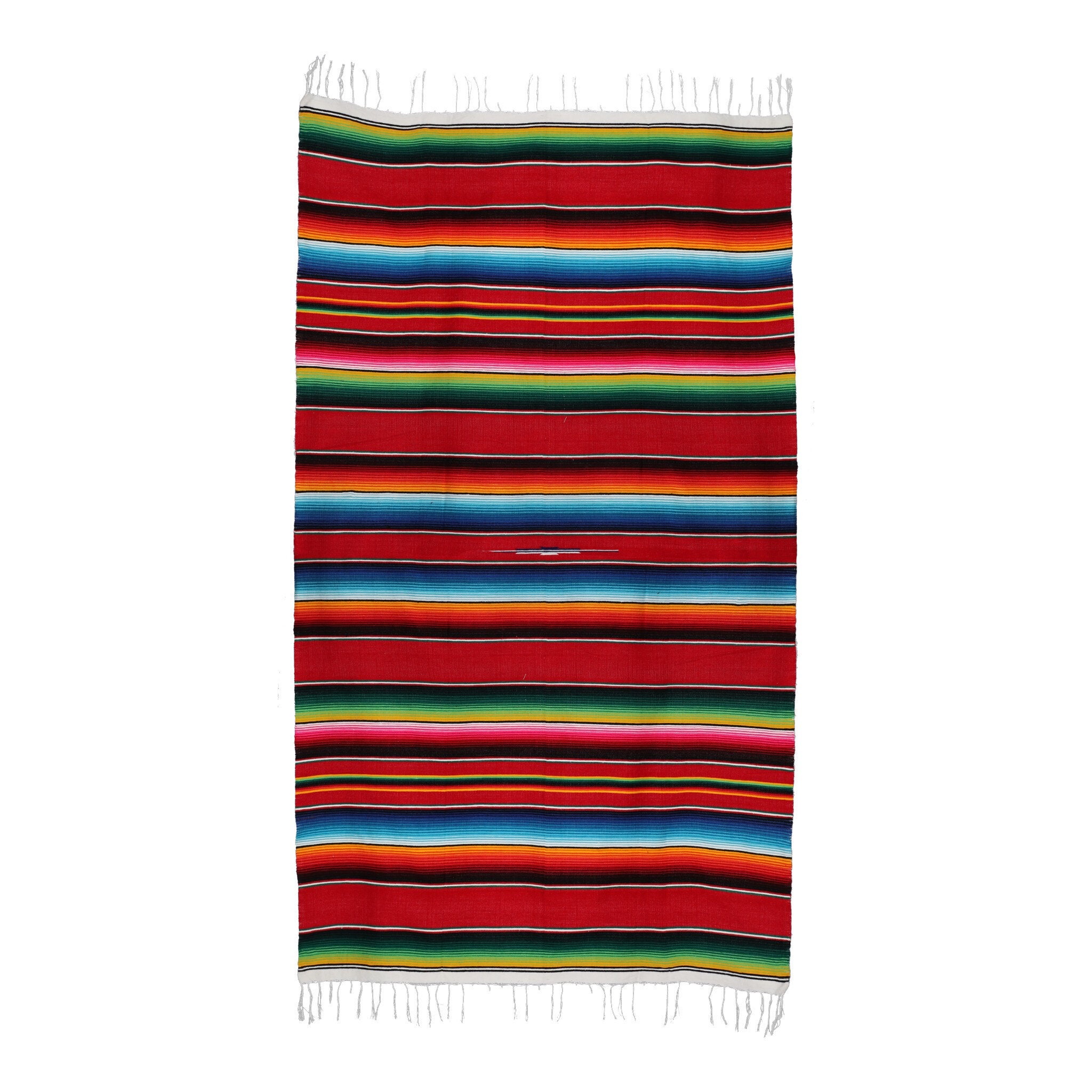 Red Striped Mexican Serape | Authentic Mexican Blanket | Picnic Rug ...