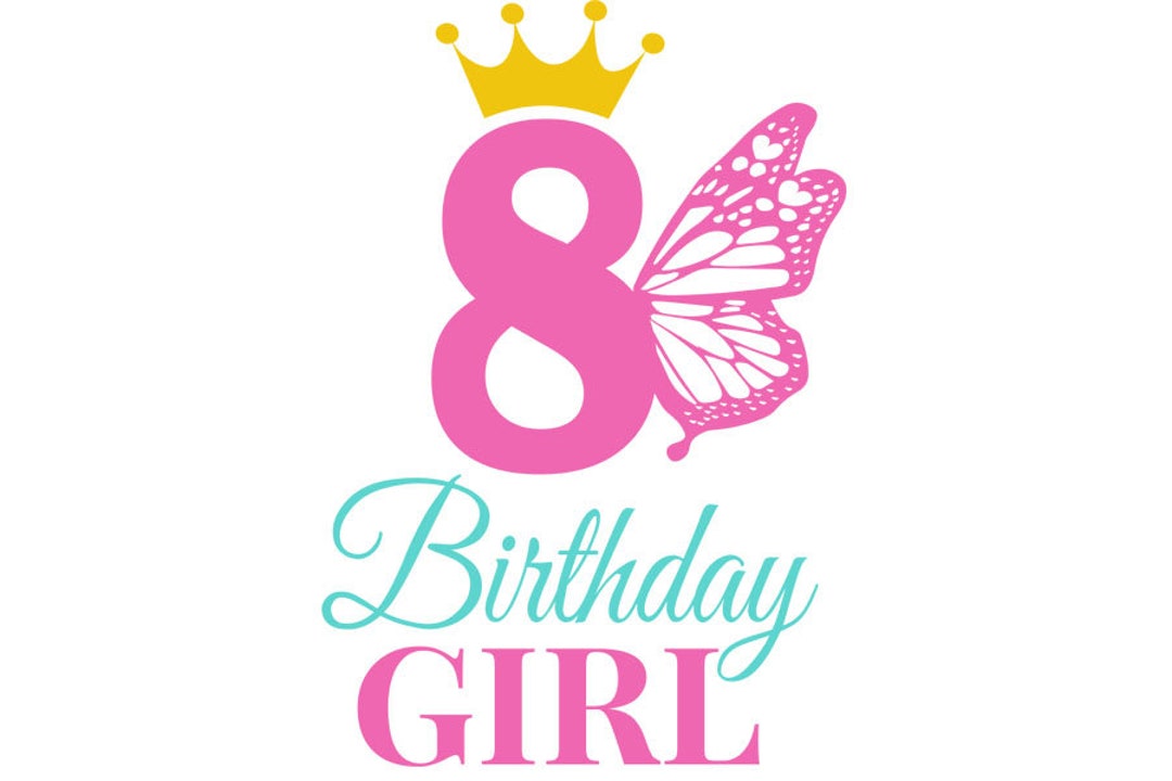 Girl 8th Birthday Svg, Butterfly Svg, Birthday Girl Svg, Birthday ...