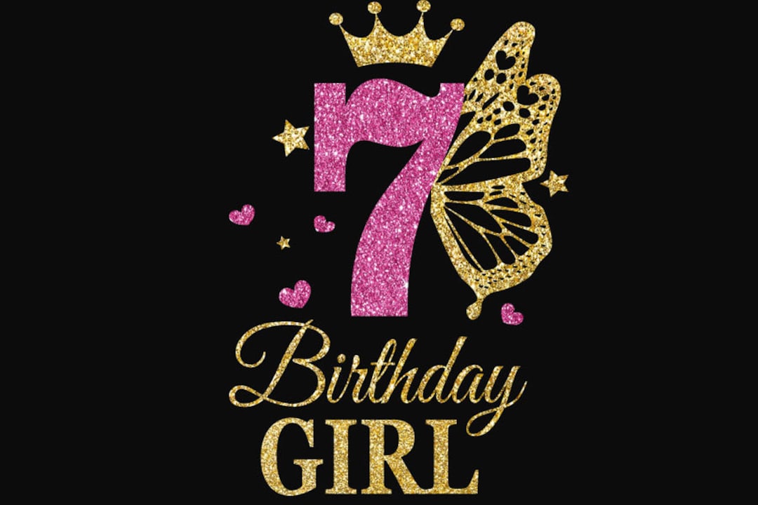 Girl 7th Birthday Svg, Butterfly Svg, 7th Girl Birthday Svg, Birthday ...