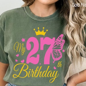 Girl 27th Birthday Svg, Butterfly Svg, 27th Girl Birthday Svg, Twenty ...