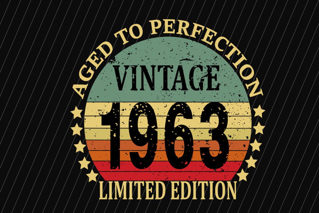 Retro 61st Birthday Svg, Vintage Aged to Perfection 1963 Svg, Retro ...