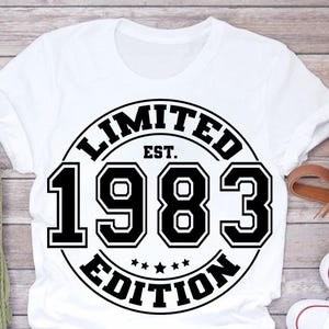 Vintage 1983 Limited Edition Svg Png, Retro 1983 Svg Png, Retro 41st Birthday Svg, Vintage T ...