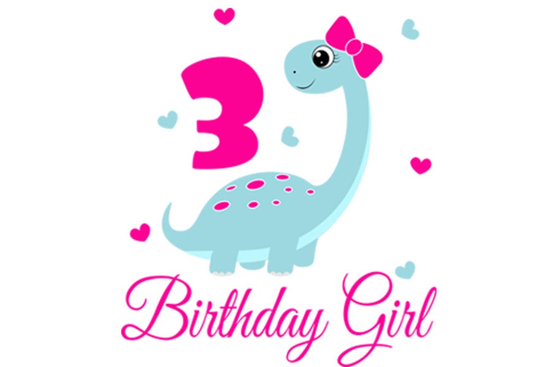 Girl Dinosaur Svg, Girl Dinosaur 3rd Birthday Svg, Cute Girl Dino ...