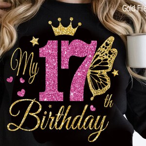 Girl 17th Birthday Svg, Butterfly Svg, 17th Girl Birthday Svg ...