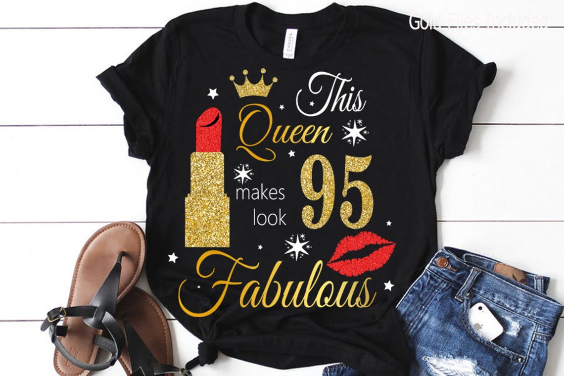 95th Birthday Svg Queen Birthday 95th Svg Gold Glitter 95th | Etsy