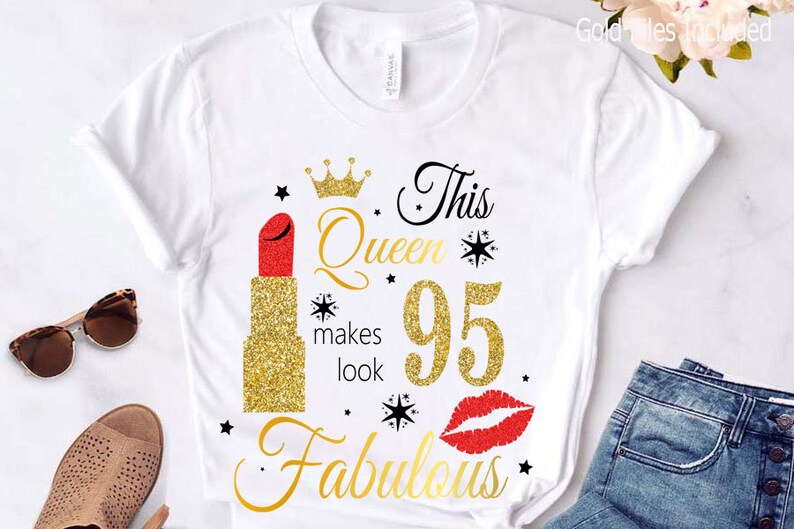 95th Birthday Svg Queen Birthday 95th Svg Gold Glitter 95th | Etsy