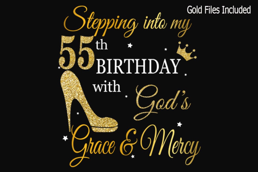 55th Birthday Svg, Queen Birthday 55th Svg, Gold Glitter 55th Birthday ...