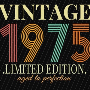 Vintage Aged to Perfection 1975 Svg, Man 50th Birthday Svg Png, Woman ...