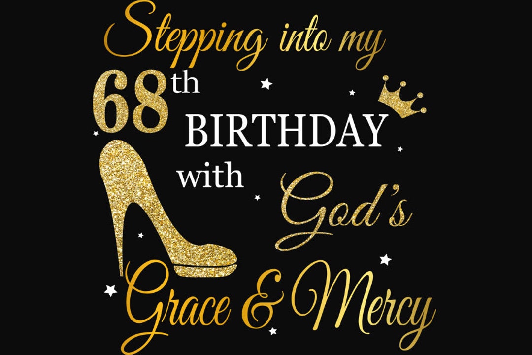 68th Birthday Svg, Queen Birthday 68th Svg, Gold Glitter 68th Birthday ...