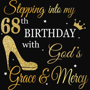 68th Birthday Svg, Queen Birthday 68th Svg, Gold Glitter 68th Birthday ...