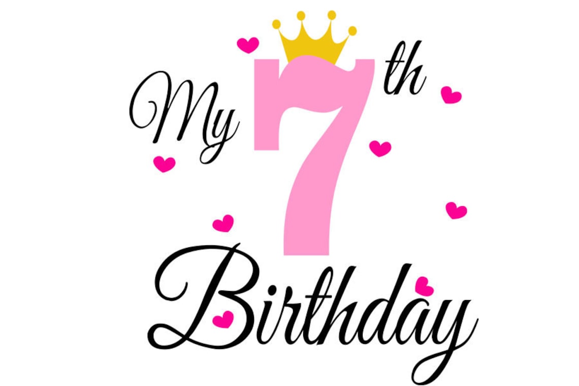 Girl 7th Birthday Svg Birthday Princess Svg 7th Birthday - Etsy