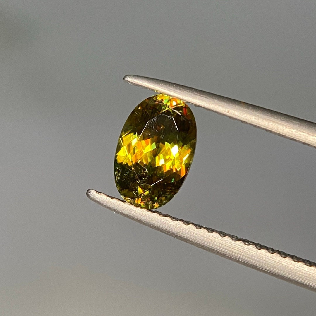 Natural Chrome Sphene (titanite) 1.37 Carat: Yellowish Green Collector ...
