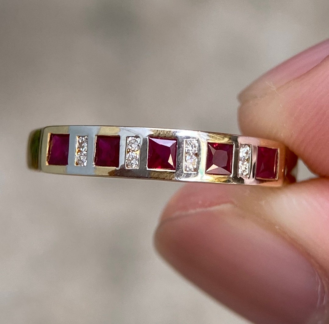 Ruby and Diamond Ring, Minimal and Timeless Design, Second Hand, Antique - Etsy
