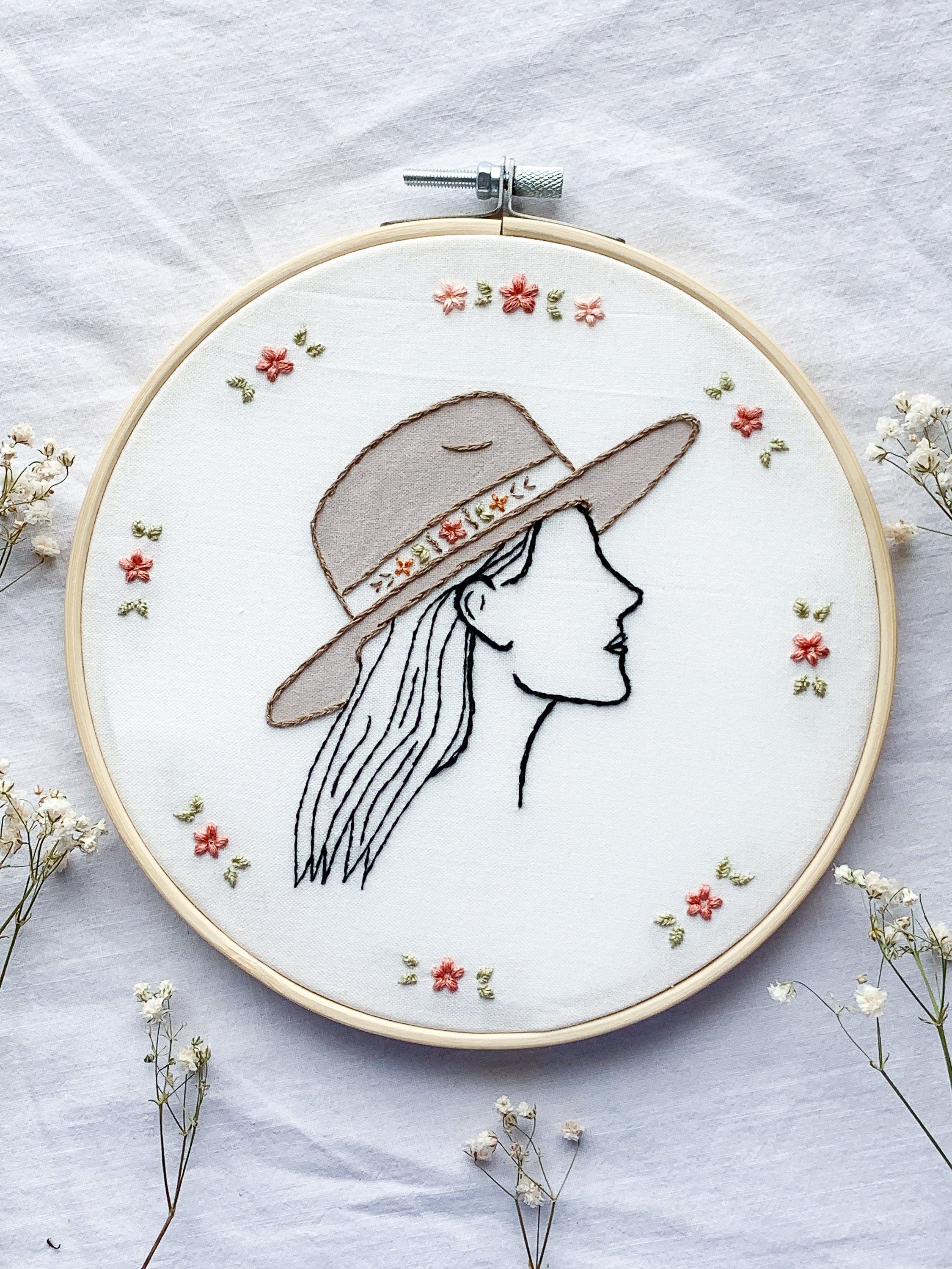 Boho Hand Embroidered Girl PDF Pattern, Cute Embroidery Pattern, Floral ...