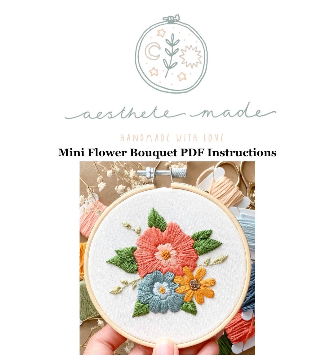 Mini Flower Bouquet PDF Pattern, Floral PDF Pattern, Floral Embroidery ...