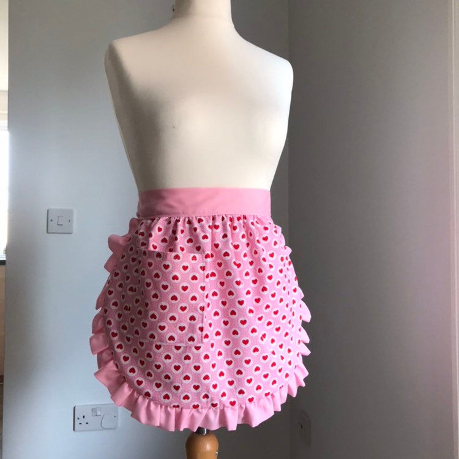 Pink Frilly Half Apron Pink Waist Apron Retro Pink Apron | Etsy