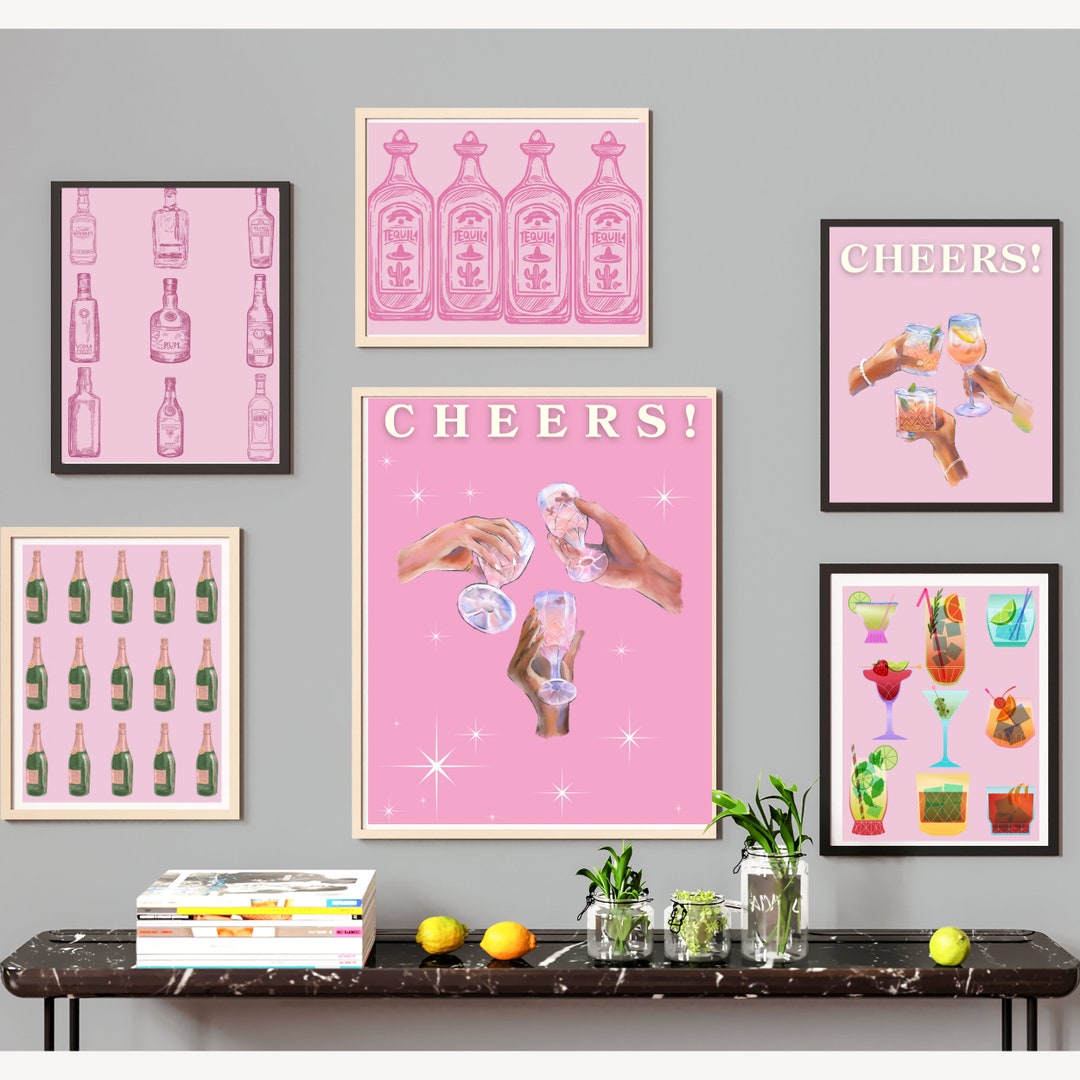 Preppy Gallery Wall Set,trendy Wall Art,preppy Pink Posters,digital ...