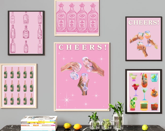 Preppy Gallery Wall Set, Trendy Wall Art, Preppy Pink Posters, DIGITAL ...