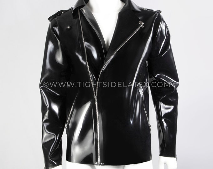 Ectomorph Men's Black Latex Rubber Biker Jacket - Etsy