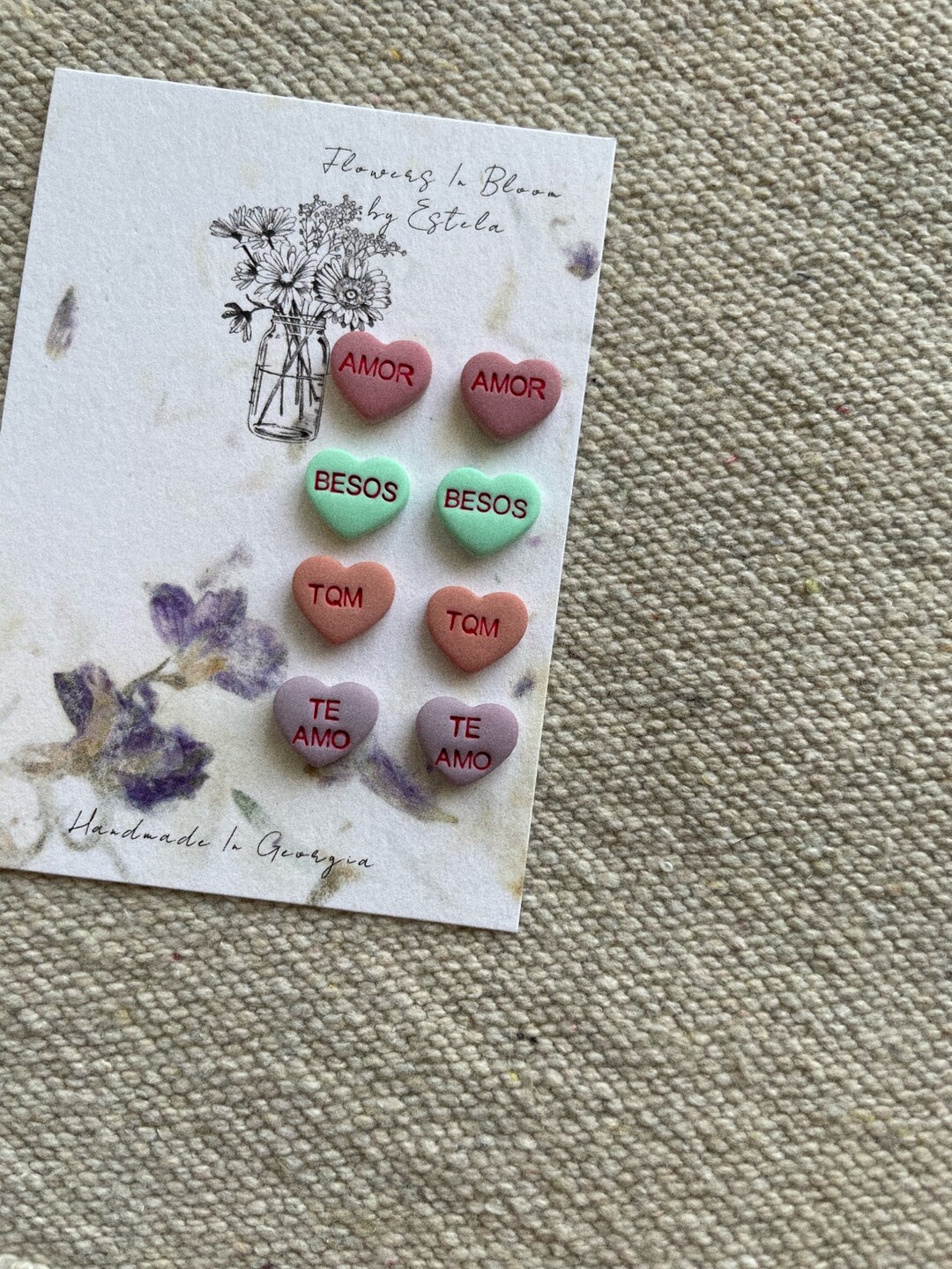 Spanish Conversation Hearts/ Sweethearts/ Polymer Clay Earrings ...
