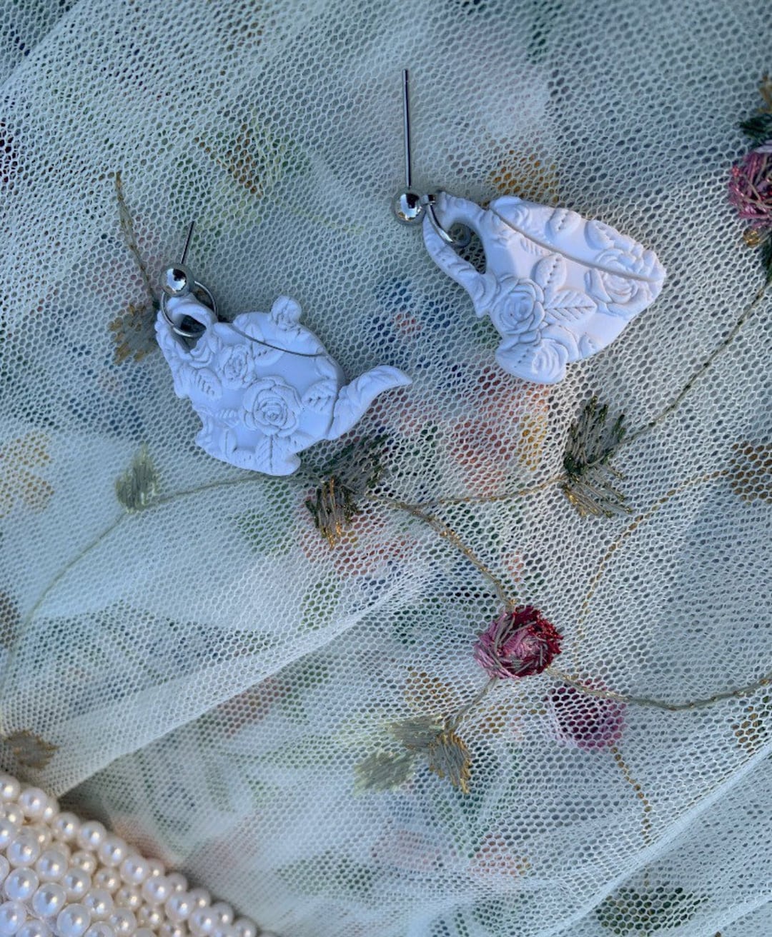 Teapot & Teacup Earrings / Clay Earrings/ Tea Party Earrings - Etsy