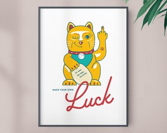 Make Your Own Luck is a Vintage Retro Hard Work Inspirational Giclee ...