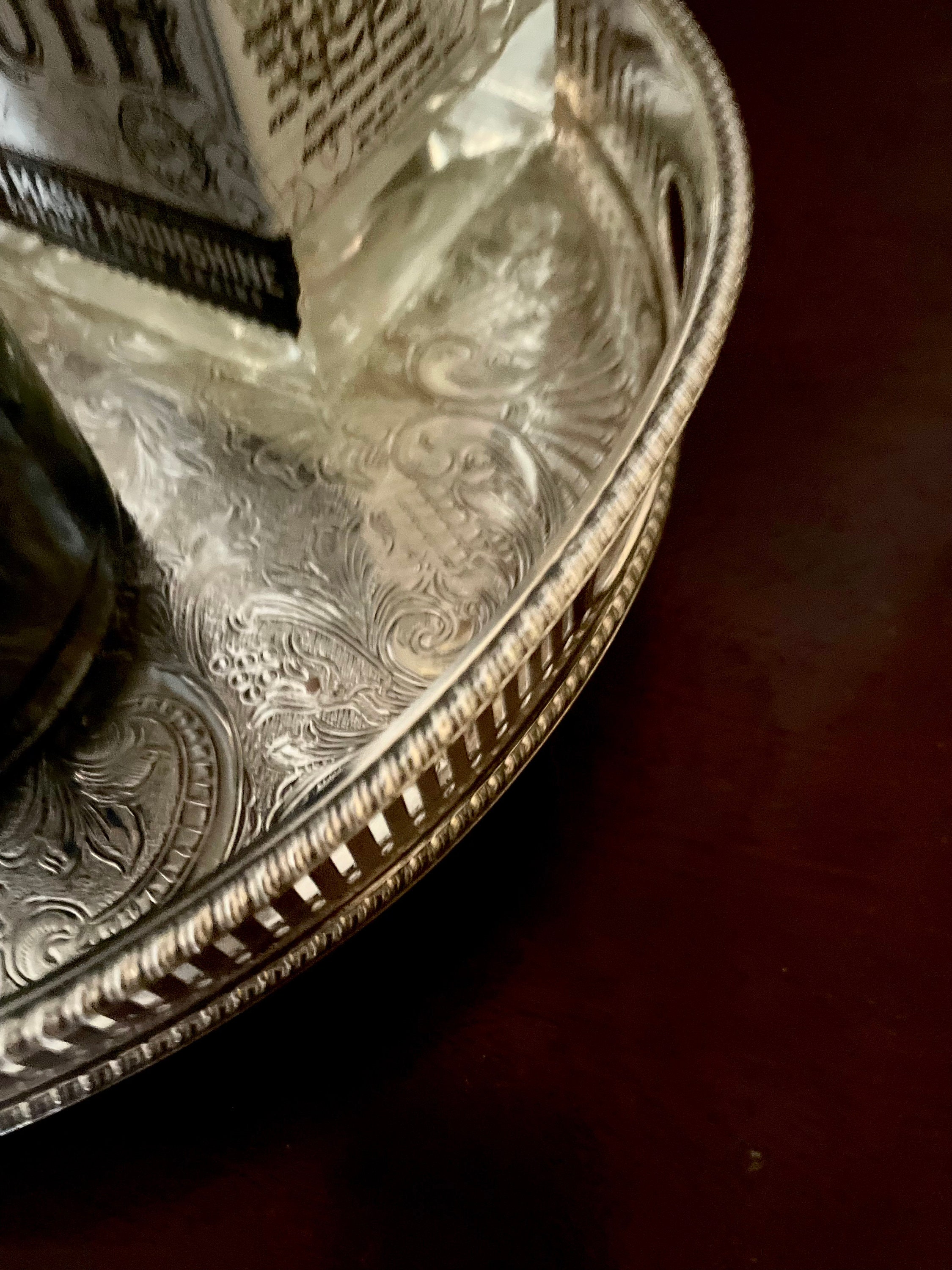 Vintage, C.1900's , Silver-plate, Cocktail, Serving Tray, Footed Tray ...