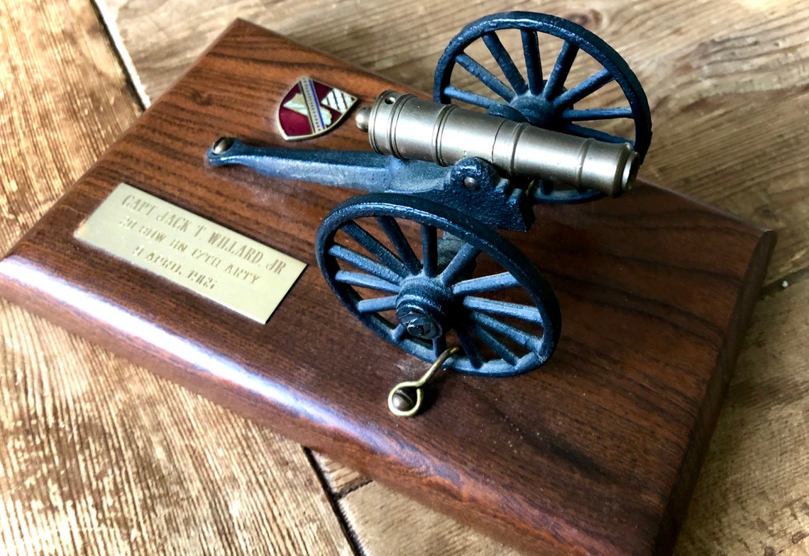 Vintage, C.1965, Cannon, Replica, Authentic, Military, Trophy, Plaque ...