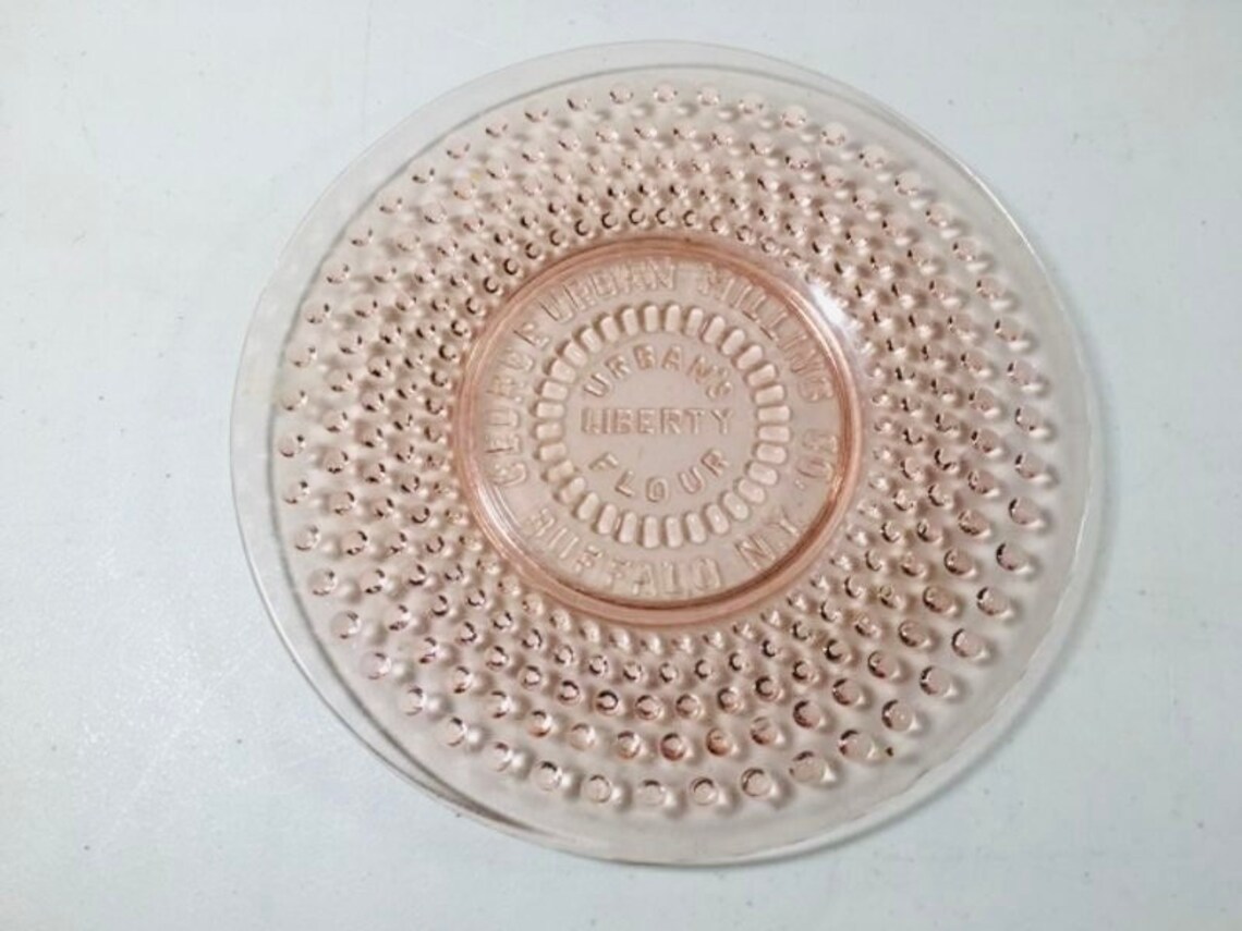 Authentic, Antique, Pink, Depression Glass, Advertising Plate, Urban's ...